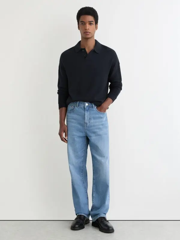 REISS Wool-blend Half-button Polo Jumper