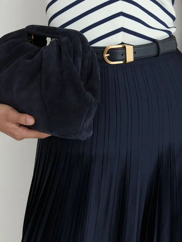 REISS Satin Pleated Midi Skirt