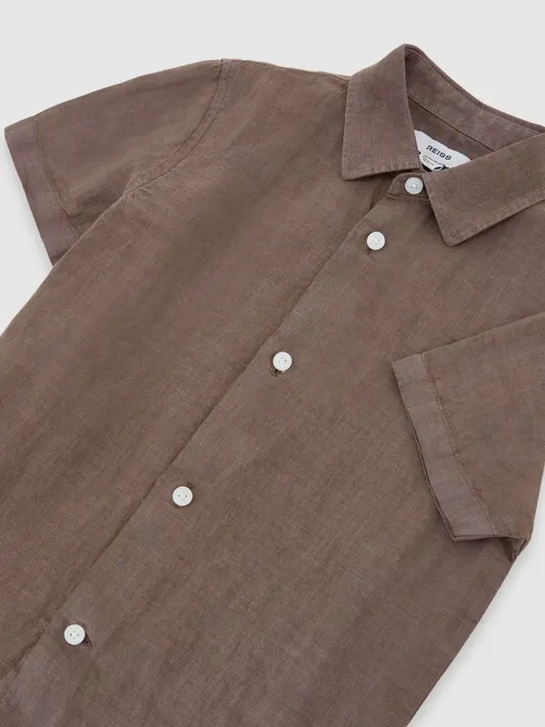 REISS 3-9 Yrs Linen Short-sleeve Button-through Shirt