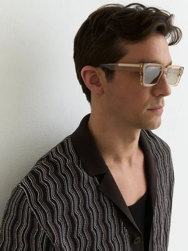 REISS Wavy-stripe Cuban-collar Knit Shirt