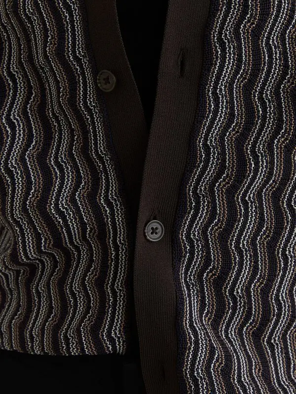 REISS Wavy-stripe Cuban-collar Knit Shirt