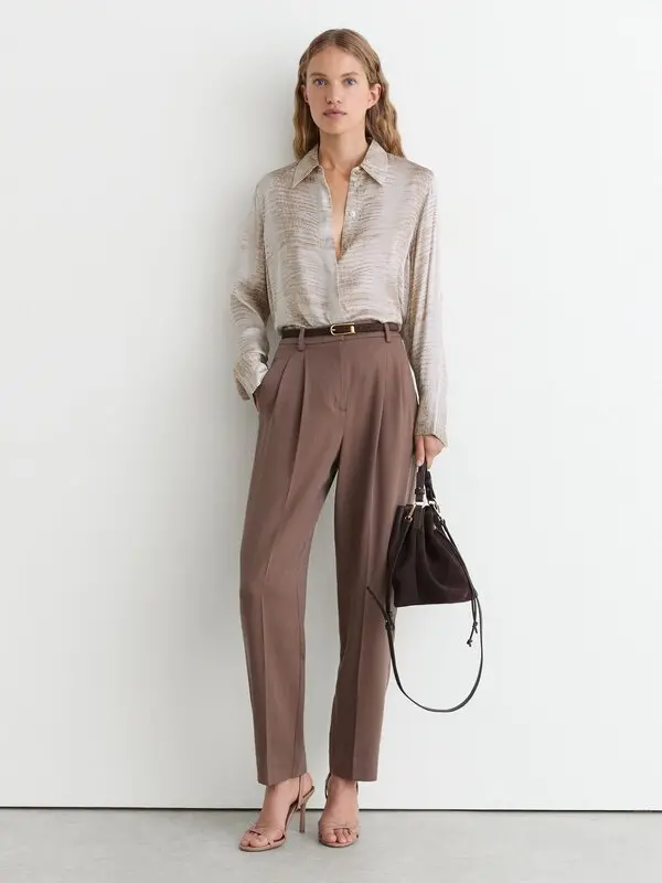 REISS Snake-print Double-cuff Shirt