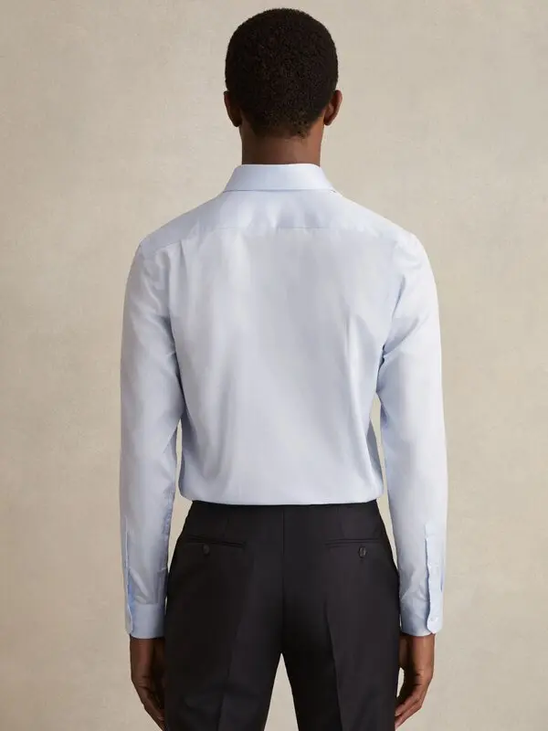 REISS Storm Slim Fit Cotton Double-cuff Shirt - Soft Blue