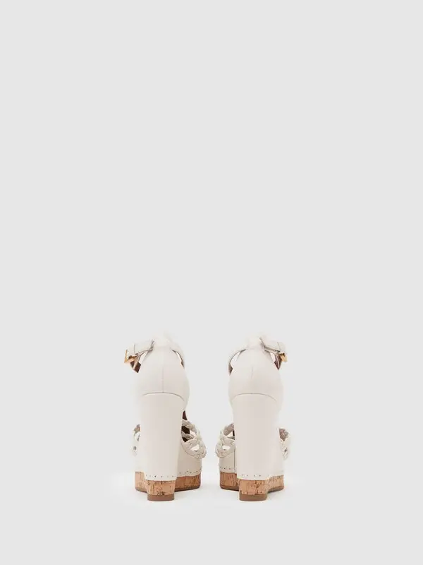 REISS Leather Plaited-strap Wedge Sandals