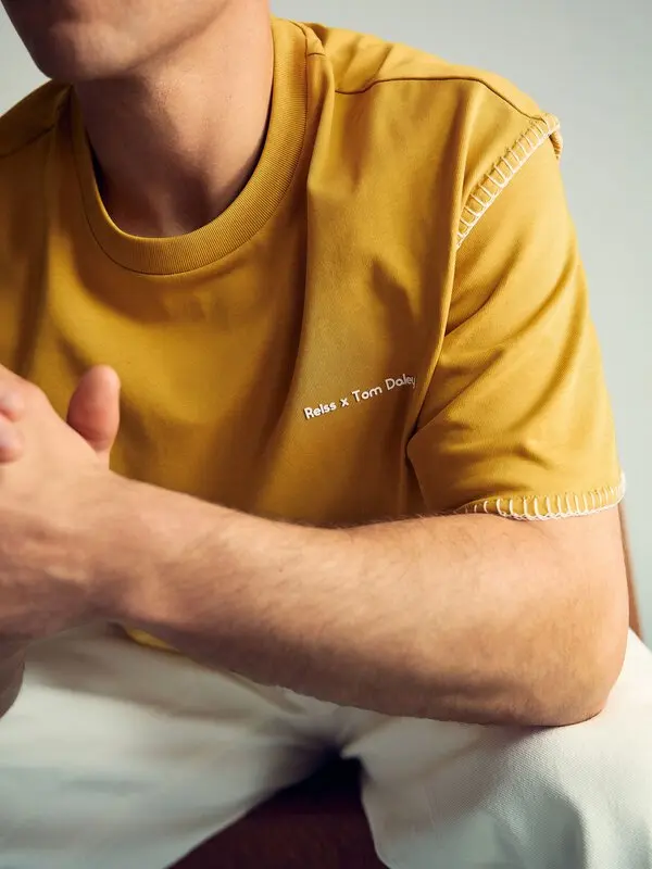 REISS Tom Daley Graphic-print T-shirt - Yellow