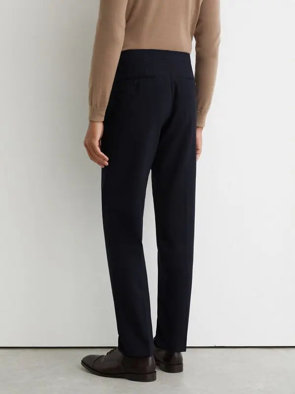 REISS Tailored Fit Textured Wool Blend Suit Trousers - Navy