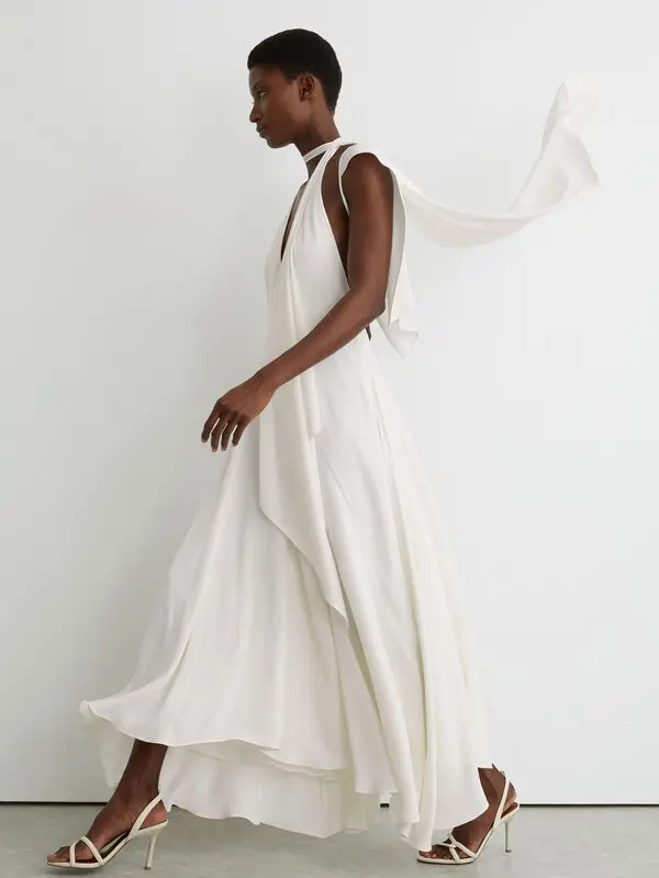 REISS Evory Strappy Draped Cape Maxi Dress