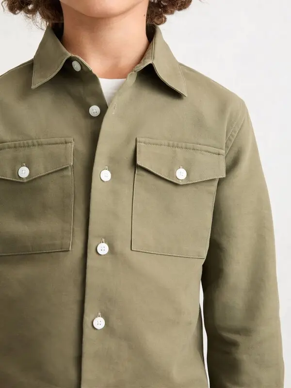 REISS 3-9 Yrs Cotton Button-through Overshirt - Green