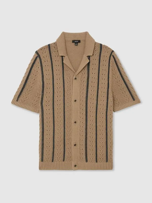 REISS Cotton-blend Textured-knit Stripe Shirt