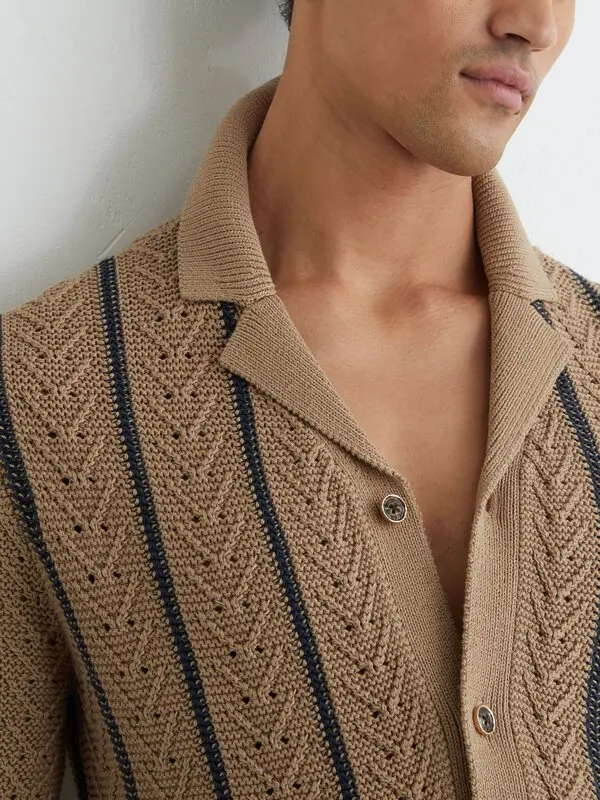 REISS Cotton-blend Textured-knit Stripe Shirt