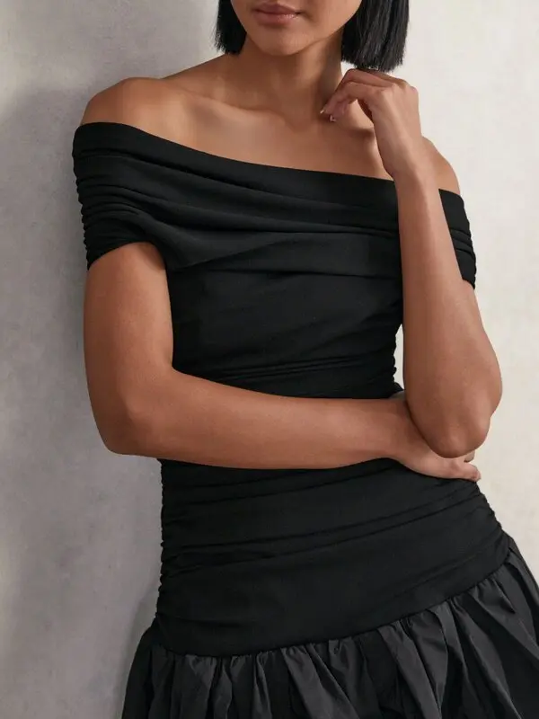REISS Off-shoulder Puffball Mini Dress