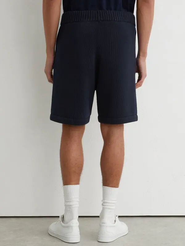 REISS Monogram-embroidered Relaxed Knit Shorts