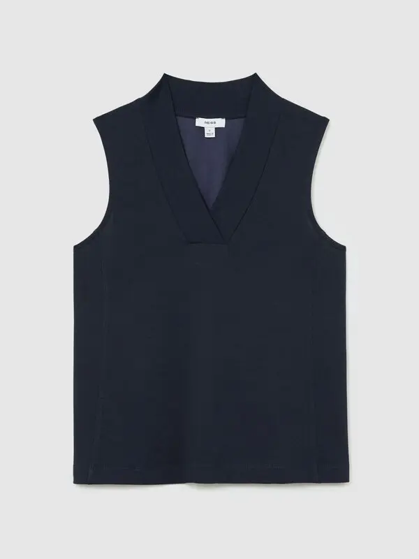 REISS Jersey V-neck Vest - Navy