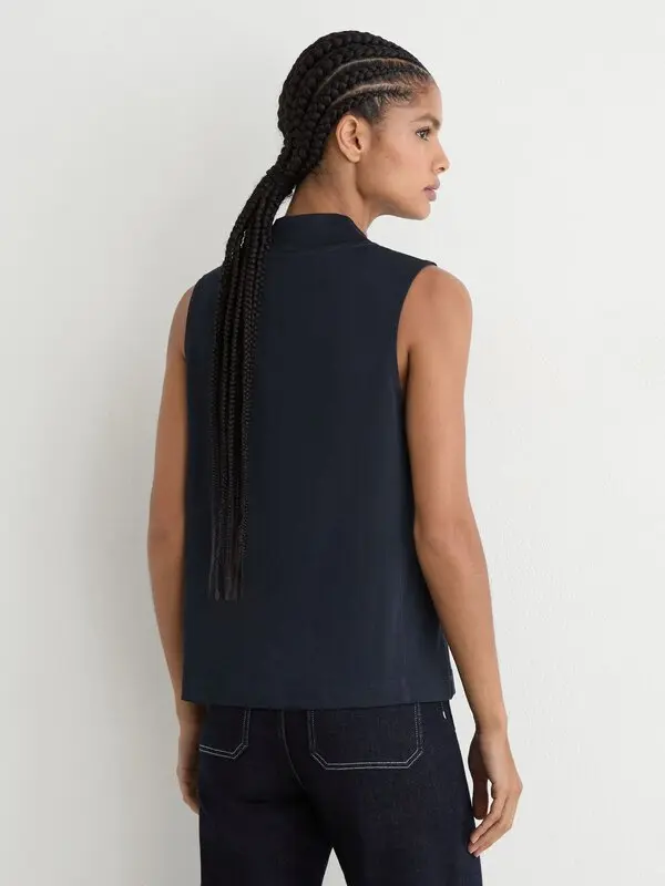 REISS Jersey V-neck Vest - Navy