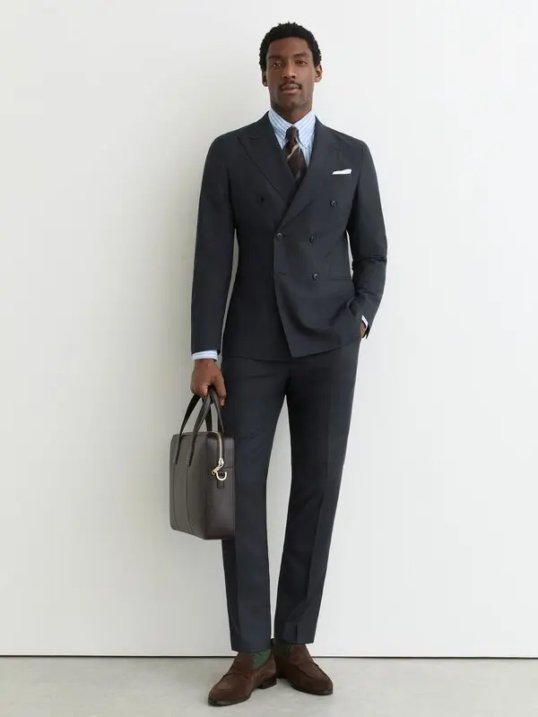 REISS Tailored Fit Double-breasted Check Suit Blazer Wool-blend