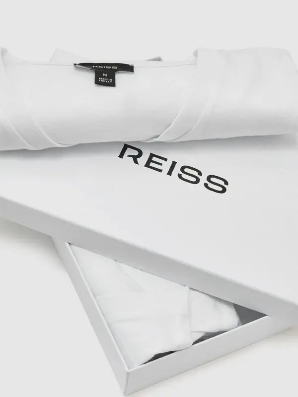 REISS Dayton Pack-pack Cotton V-neck Tailored-fit T-shirts - White