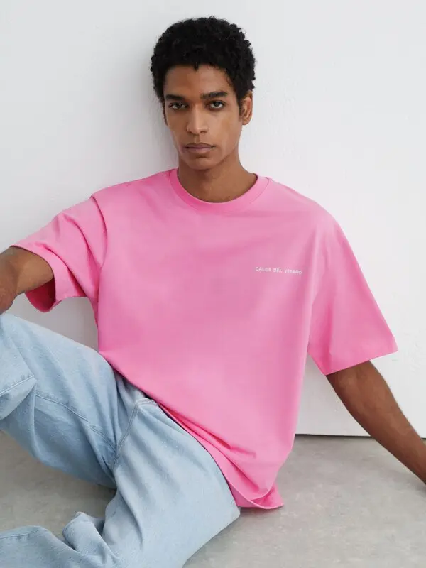 REISS Cotton Logo Short-sleeve Relaxed T-shirt - Pink