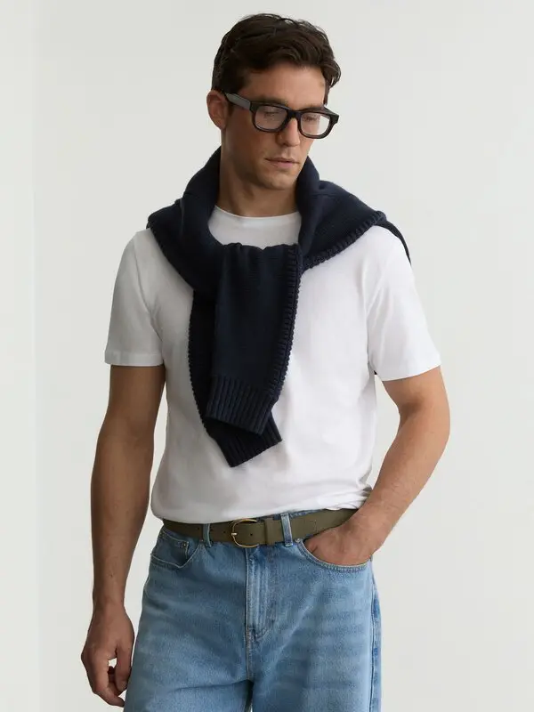REISS Pierce Curved-buckle Belt