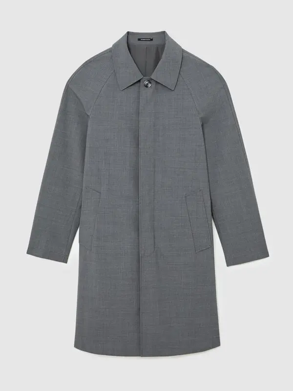 REISS Single-breasted Raglan Raincoat With Wool