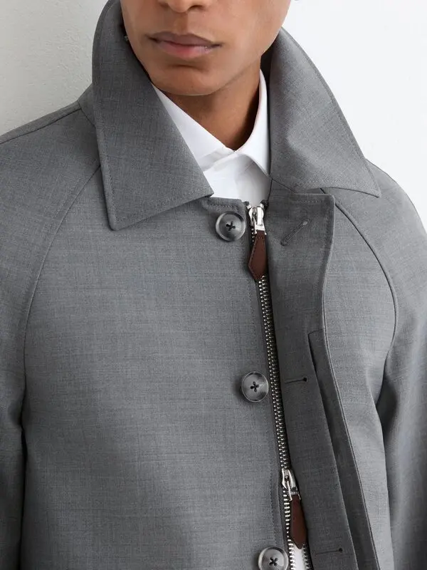 REISS Single-breasted Raglan Raincoat With Wool