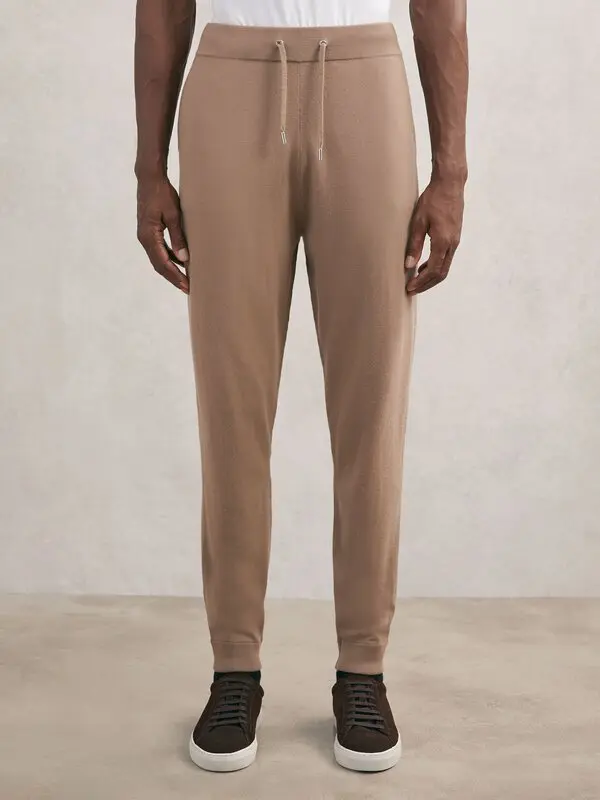 REISS Wool-blend Cuffed Joggers - Camel Brown