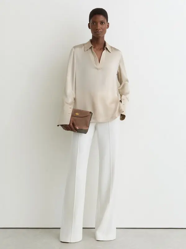 REISS Silk Open-collar Blouse