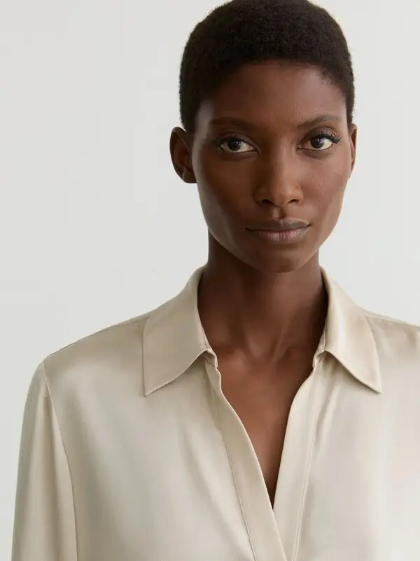 REISS Silk Open-collar Blouse