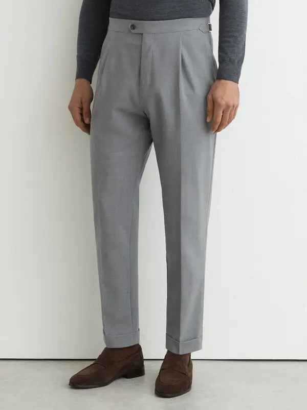 REISS Tailored Fit Wool-blend Suit Trousers With Side Adjusters