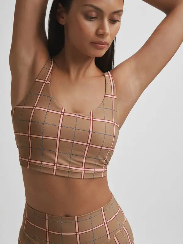The Upside Check Sports Bra - Brown Check
