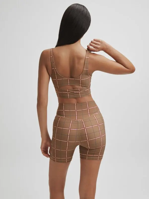 The Upside Check Sports Bra - Brown Check