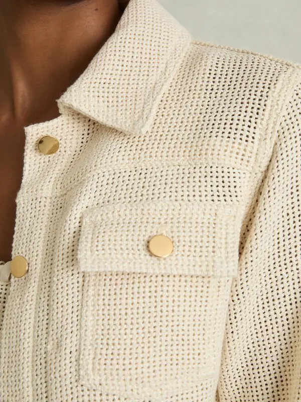 REISS Cotton-blend Textured Trucker Jacket
