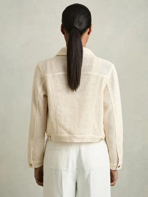 REISS Cotton-blend Textured Trucker Jacket