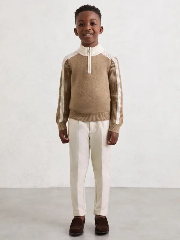 REISS 3-9 Yrs Half-zip Contrast Knitted Jumper With Wool