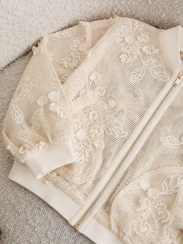 REISS 9-13 Yrs Floral-embroidery Lattice Bomber Jacket