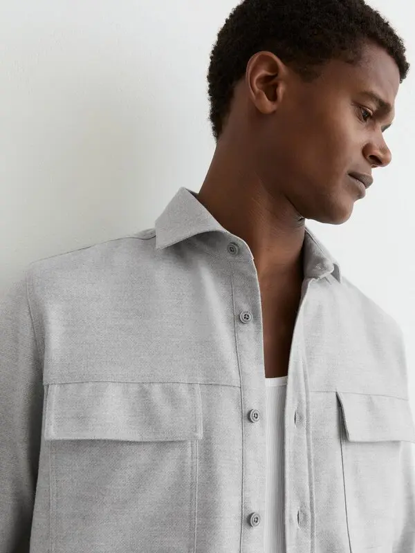 REISS Brushed Twin-pocket Overshirt