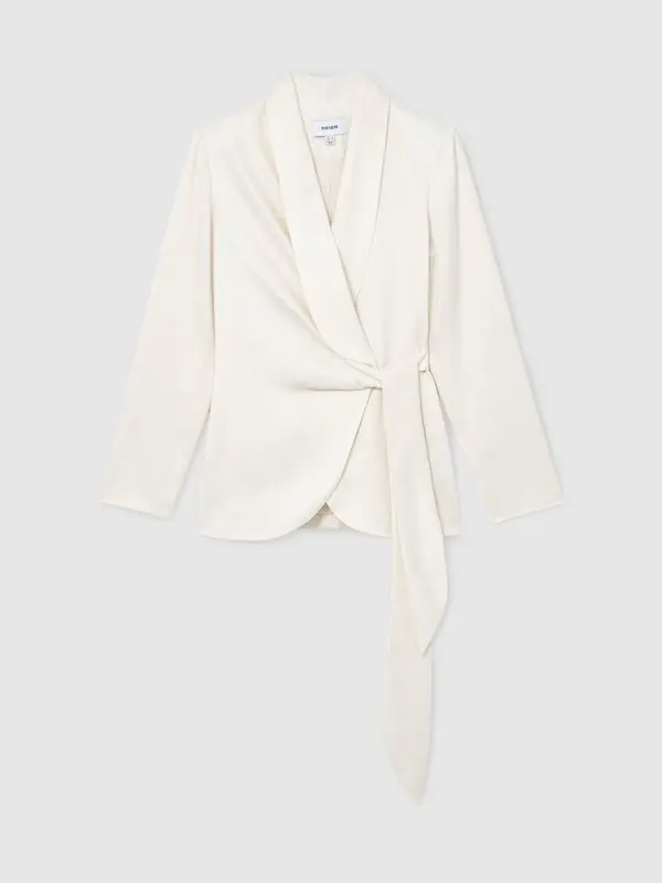 REISS Tie-front Wrap Suit Jacket