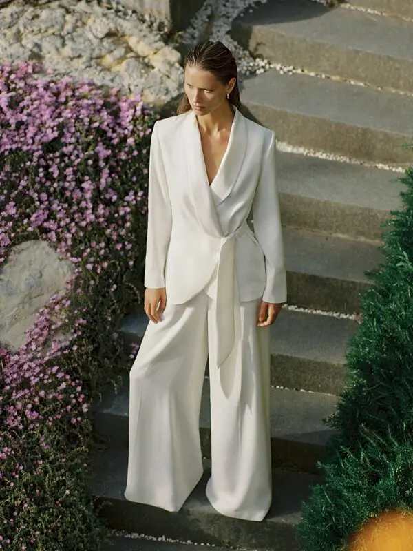 REISS Tie-front Wrap Suit Jacket