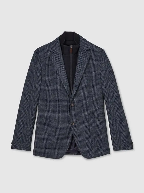 REISS Check Single-breasted Blazer With Gilet Insert Tailored-fit
