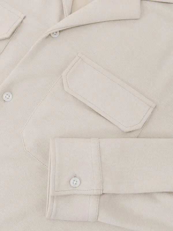REISS Jersey Twin-pocket Cuban-collar Overshirt