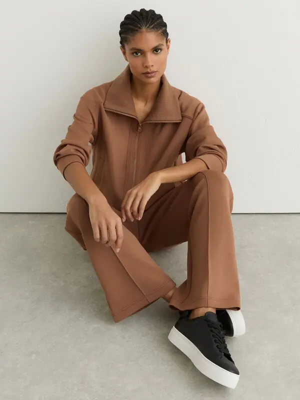 REISS Premium Interlock Wide-leg Joggers