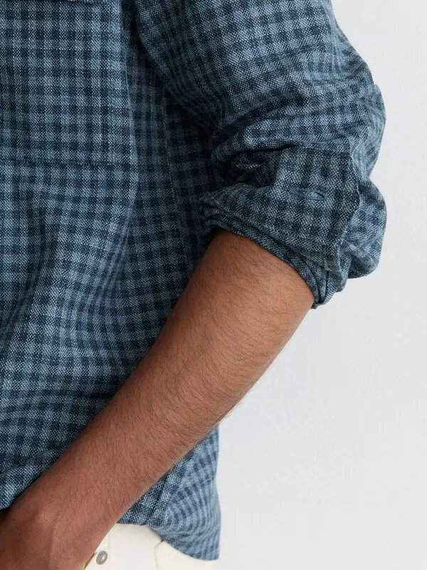 REISS Cotton-linen Checked Overshirt