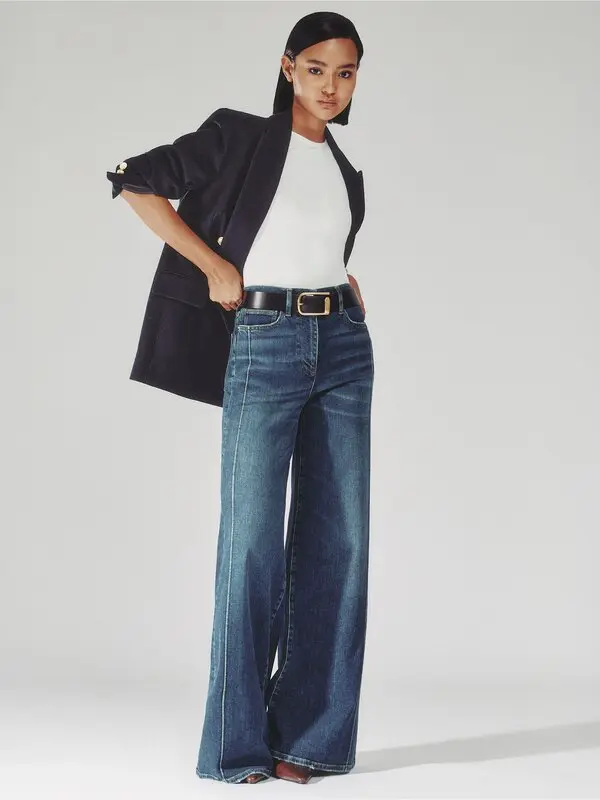 REISS Stretch-cotton Wide-leg Jeans - Blue