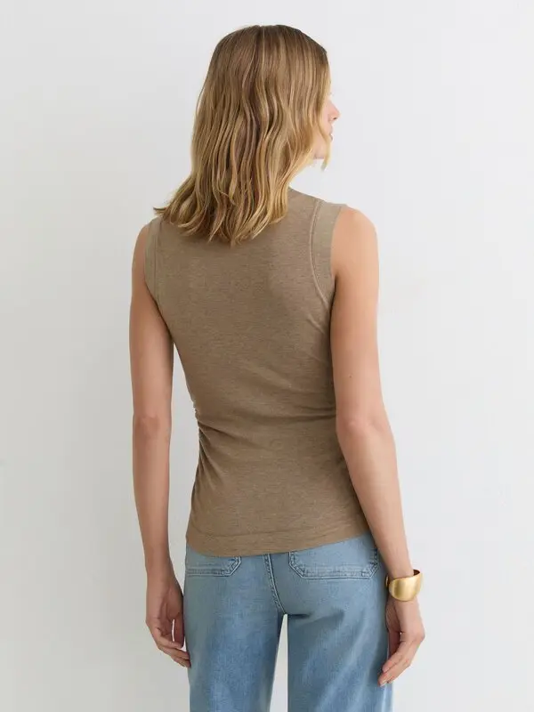 REISS Funnel-neck Jersey-knit Vest With Wool - Dark Neutral