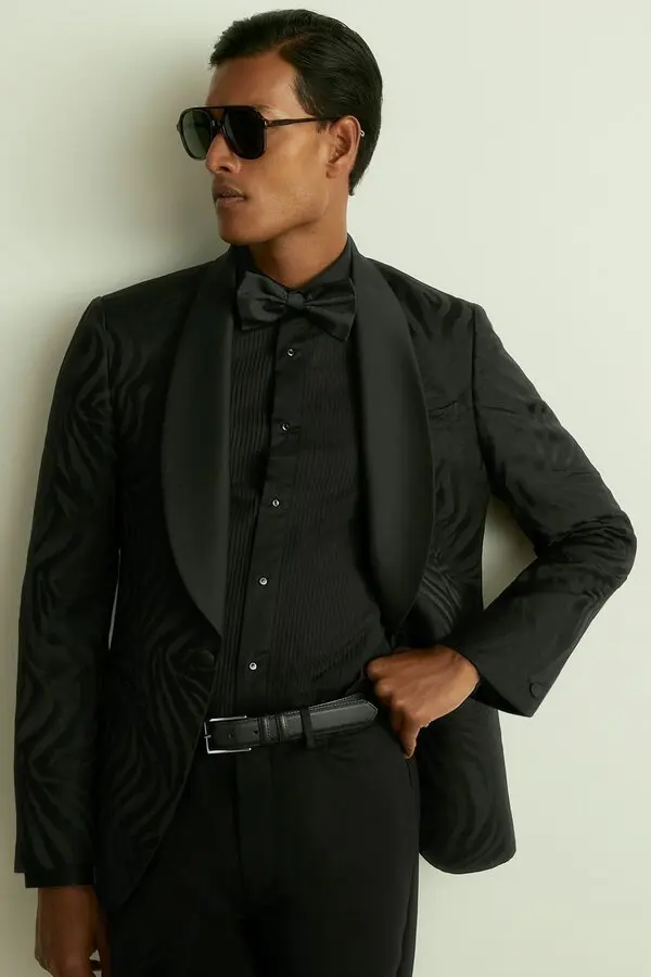 REISS Wool-blend Jacquard Tuxedo Jacket