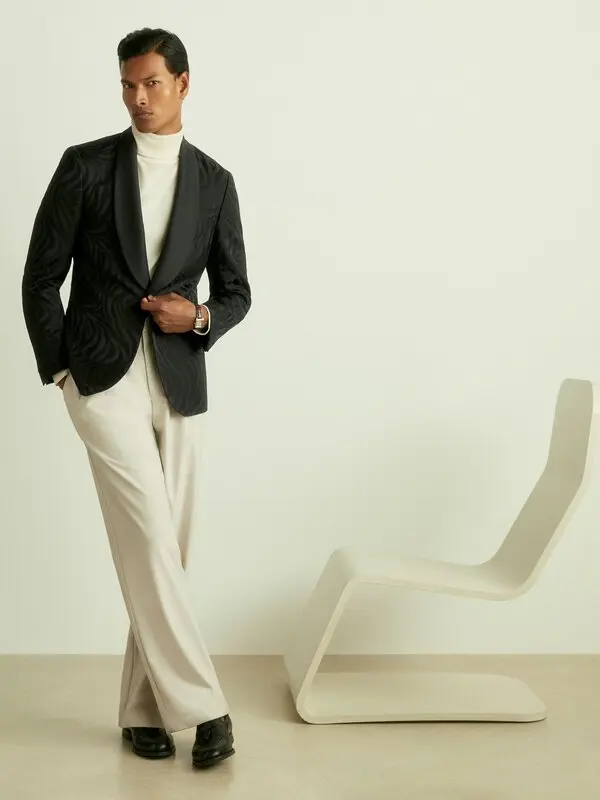 REISS Wool-blend Jacquard Tuxedo Jacket