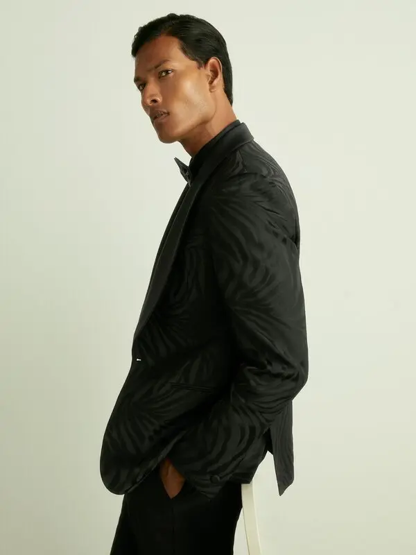 REISS Wool-blend Jacquard Tuxedo Jacket