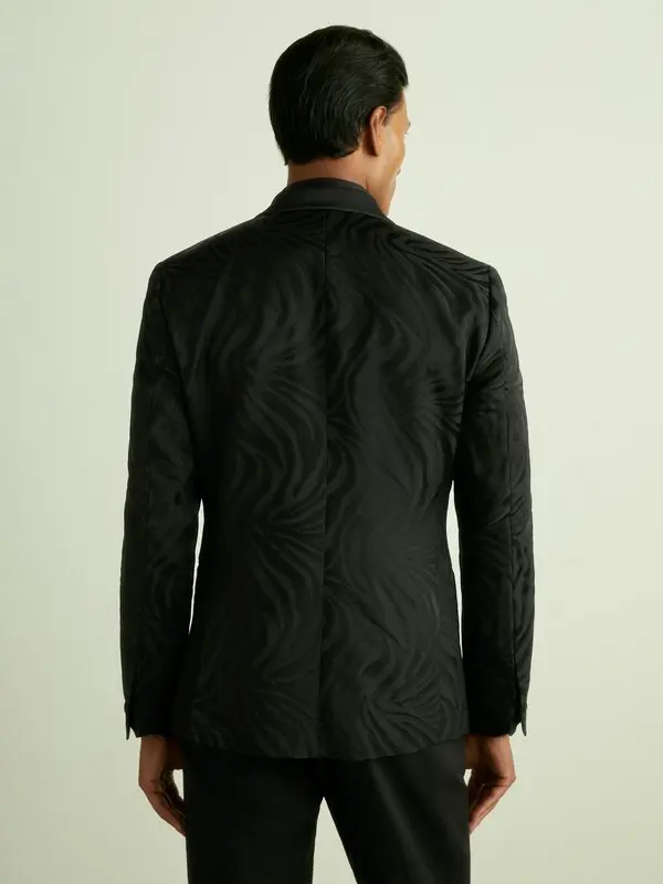 REISS Wool-blend Jacquard Tuxedo Jacket