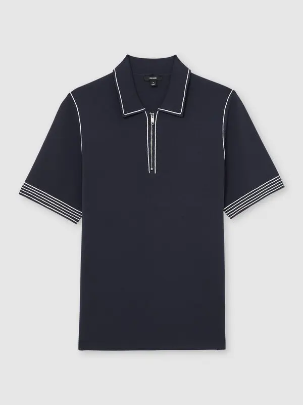 REISS Stitch-detail Half-zip Polo Shirt