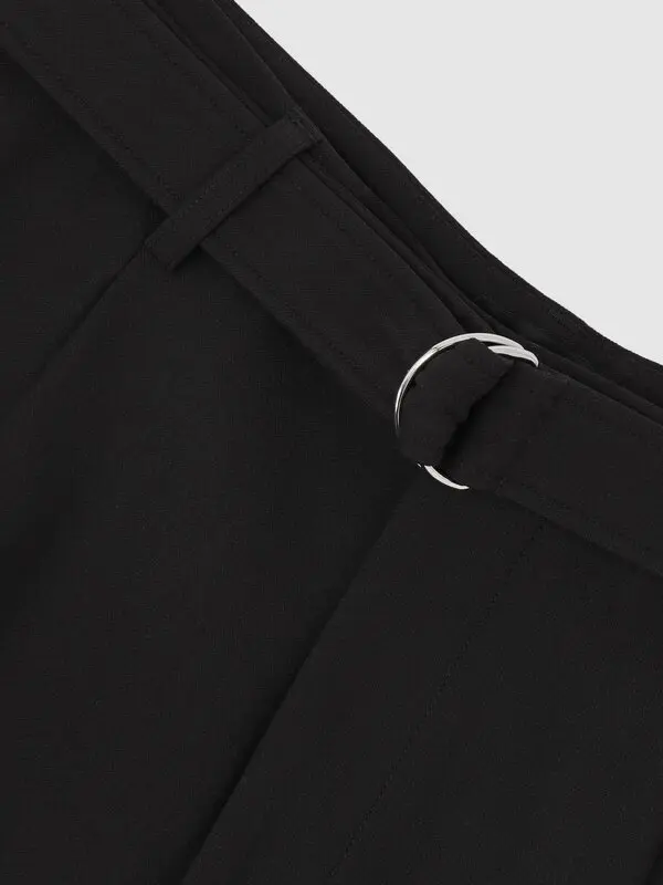 REISS Monogram Relaxed-fit Belted Trousers - Black