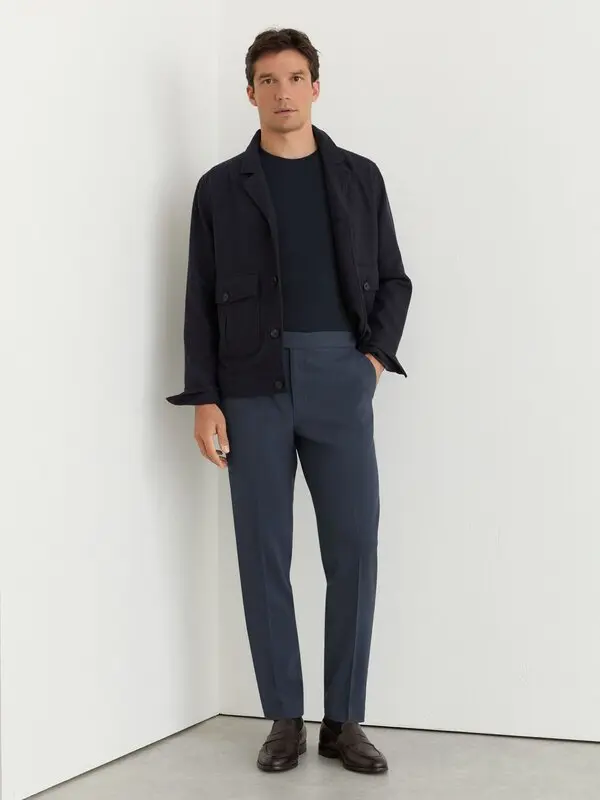 REISS Found Airforce Slim Fit Stretch Slim-fit Drawstring Trousers - Blue